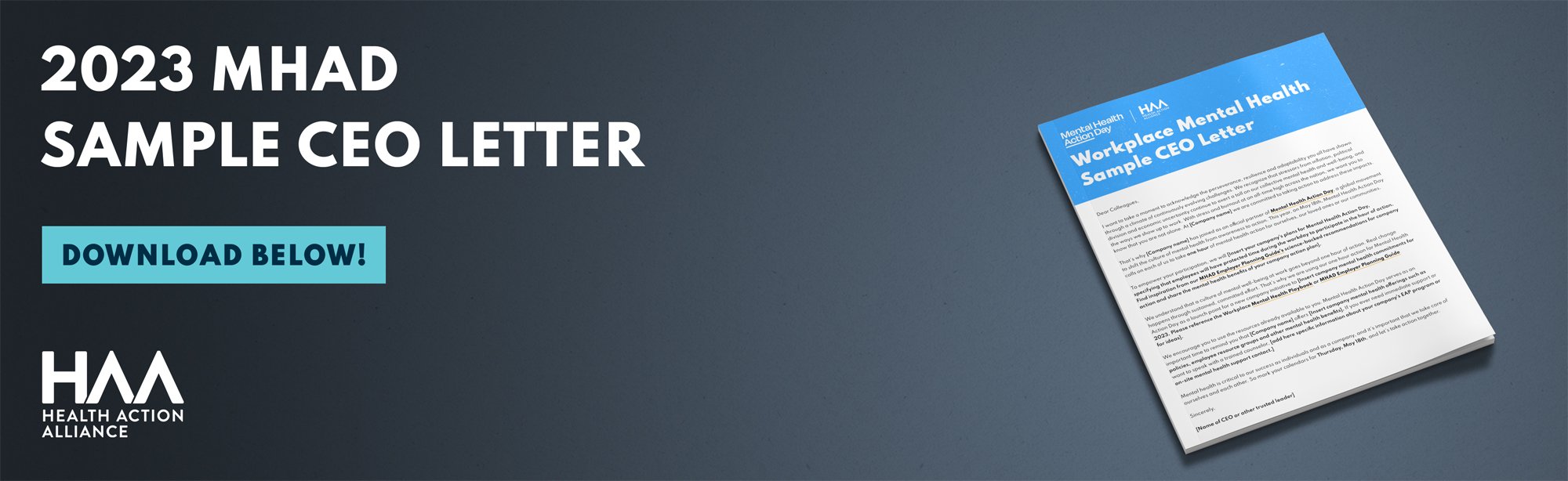 Mental Health Action Day CEO Letter